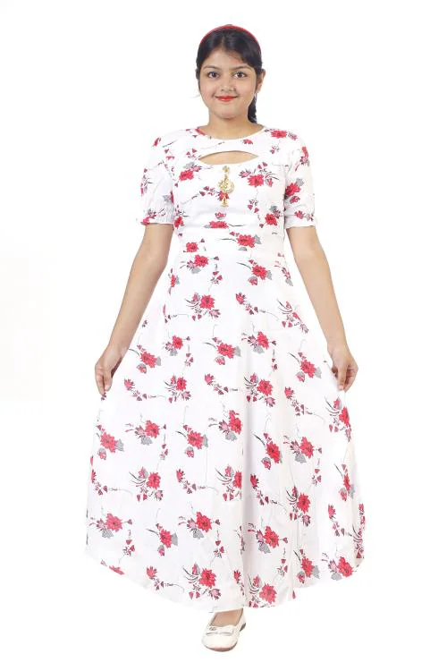 Buy DIGIMART Girls Multicolored Designer Cotton Blend Single Frock ...