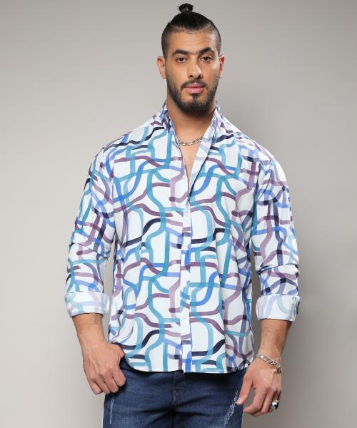 Buy Instafab Plus Men's Abstract Print Shirt Online at Best Prices in ...