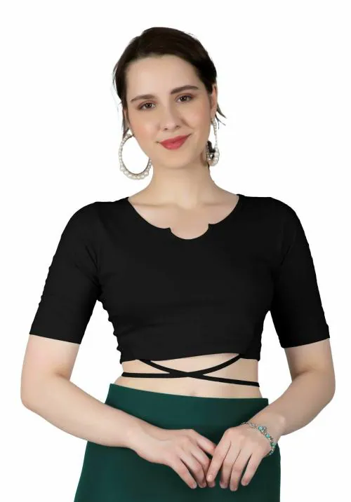 Buy AD2CART A4348 Women Notch Neck Elbow Sleeve Criss cross blouse for ...