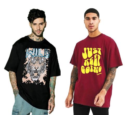 LEOTUDE Oversized Cotton Blend Half Sleeve Men's T-Shirts Combo (Pack ...