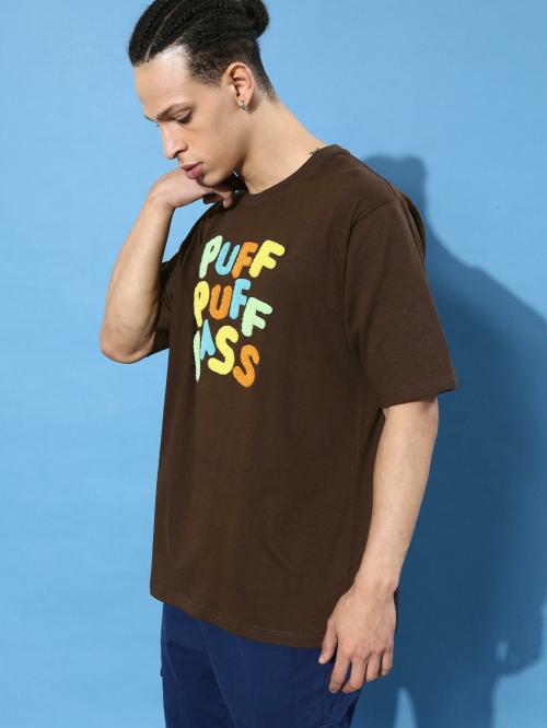 Buy Difference of Opinion Brown Typographic Oversized T-Shirt Online at ...