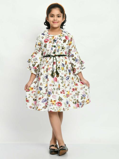 Buy Bella Moda Girls Casual printed Dress 100% Cotton Online at Best ...