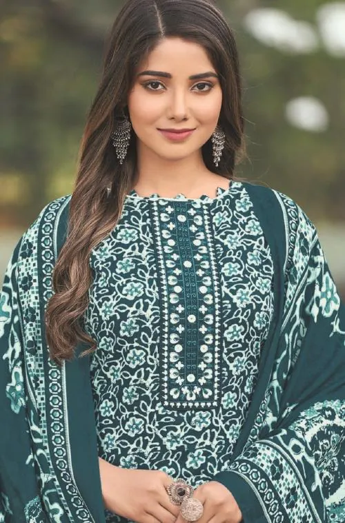 Buy THE JAZZBAAT Unstitch Printed Embroidered Pure Cotton Suit Set for ...