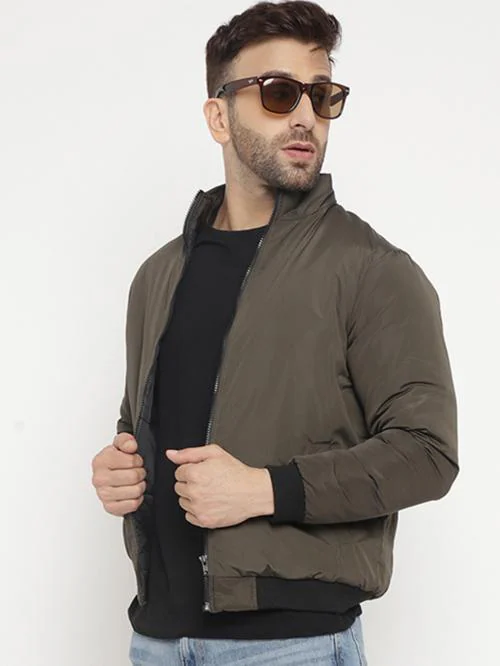 Buy ONNIT Men's Olive winter wear full sleeve solid puffer Jacket. Quilted with high quailty ...