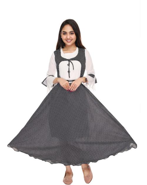 Buy SFC FASHIONS Girls Black Polyester Fit and Flare Maxi or Full ...