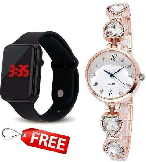 Buy Watchstar Ana-Digi Multi-color Dial Gold Strap Watch For Women ...