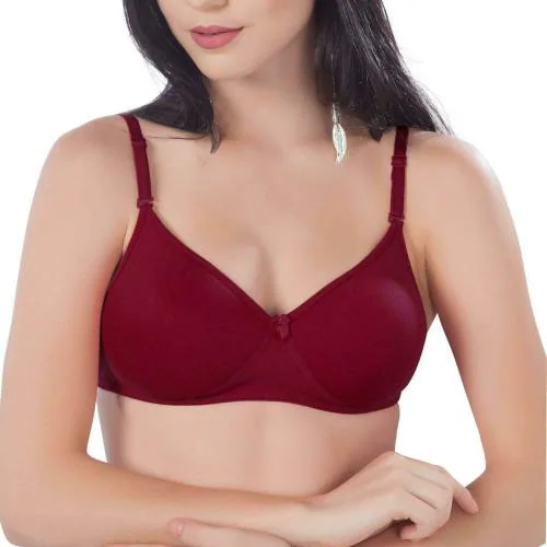 Buy SCTC Women and Girls Maroon 100 Percentage Cotton Wire Free Non-Padded Full Coverage T-Shirt ...