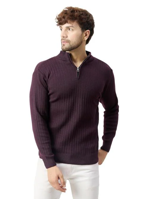 Buy Kvetoo Men High Neck Zipper Full Sleeve Woolen Winter Sweater ...