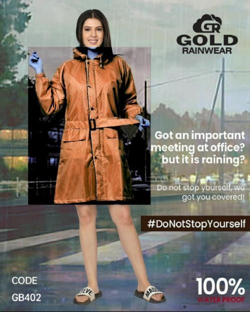 Buy Gold Raincoat or windcheater for women and girls/Waterproof Self ...