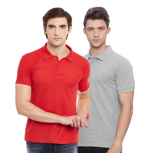 Buy Fastoche Men Red,grey Polo Tshirt (Pack Of 2) Online at Best Prices ...
