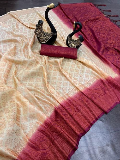 Buy Reeta Fashion Designer Off white Kubera Pattu Silk Saree Brocade ...