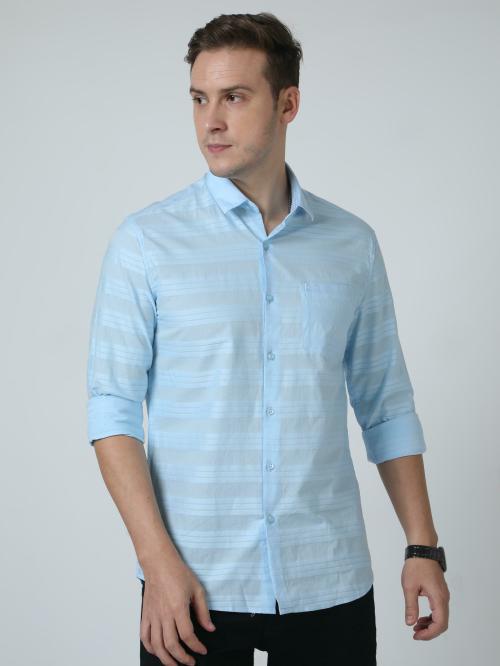 Buy Classic Polo Men Light Blue Checkered Pure Cotton Shirt Online at ...
