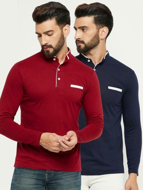 Buy EMERALD APPAREL TRADING Solid Men Maroon T-Shirt (Pack of 2) Online ...