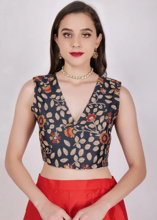 Buy FR Frolic Rolic Women's Girls Silk Sleeveless Floral V-Neck Crop ...