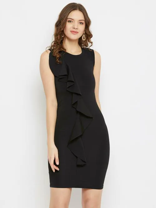 Buy U&F Women Black Solid Knit Single Dress Online at Best Prices in ...