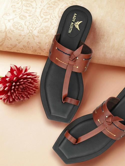 Buy Aady Austin Women's Faux Leather Brown Slip-On Flats Online at Best ...