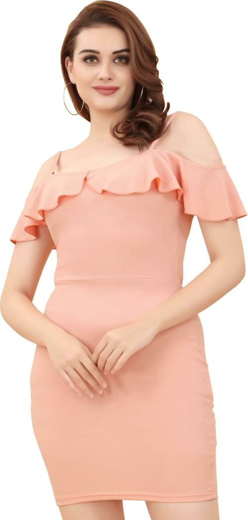 Buy Fedilla Women Peach Solid Polyester Dress Online at Best Prices in India - JioMart.
