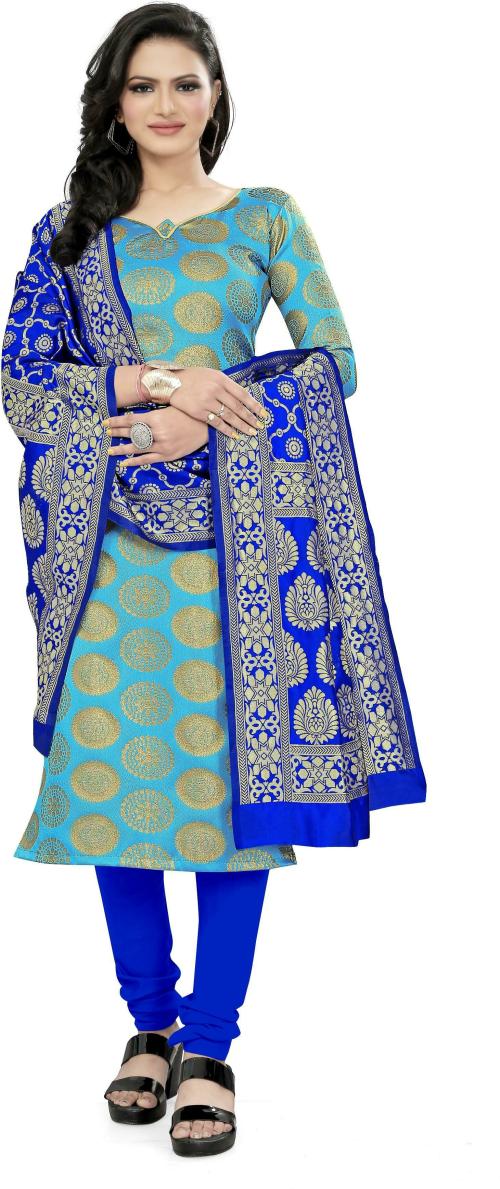 Buy Diva's Choice Women Blue Woven Design Cotton Silk Salwar Suit ...