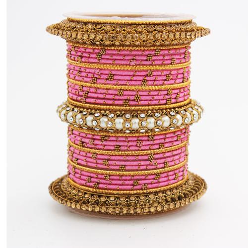 Buy Traditional Thread bangle set with Pearl centre kada by Leshya ...