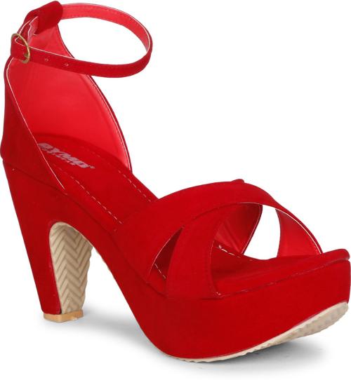 Buy DYMO's Trendy & Comfortable Red Heel Sandals For Women Online at ...