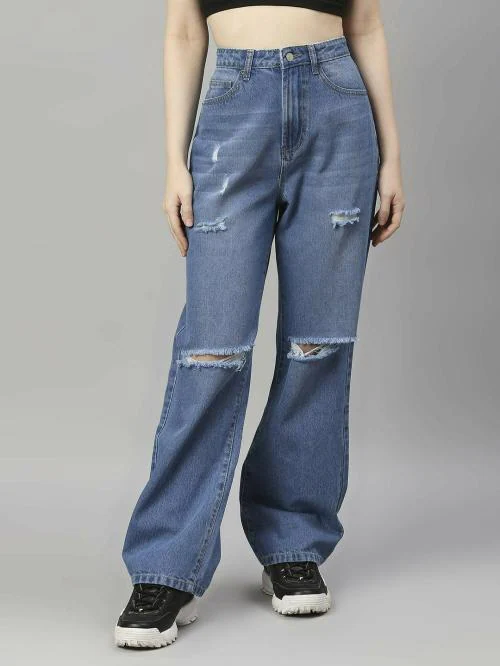 Buy Tarama Women Blue Solid Denim Regular High Rise Jeans (Size 32 ...