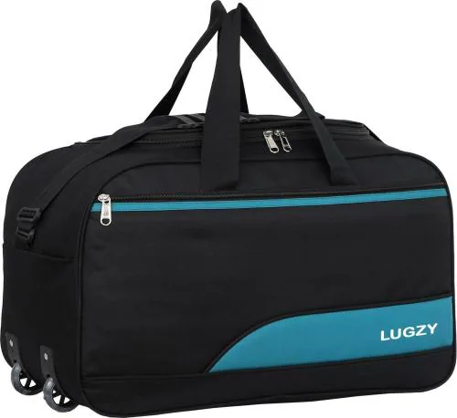 Buy Lugzy Black Polyester Duffel Bag With Wheels (Strolley) 70 Liter ...