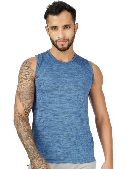 Buy BlueFicus Blue Milange Printed Cotton Fabric Vest Sando for Men ...