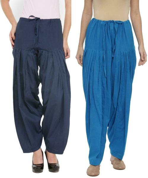 Buy Swastik Stuffs Women Navy Blue and Sky Blue Solid Cotton (Pack of 2 ...