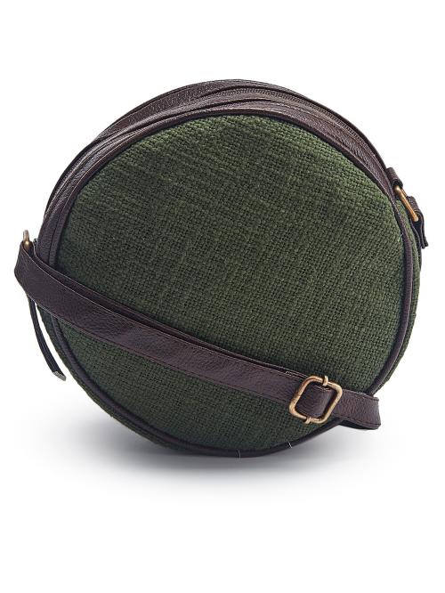 Buy NEPRI Vegan Leather Handmade Bag For Women | Round Sling Bag | Slub ...