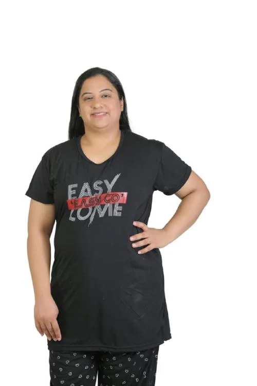 Buy LA Rainbow Women's Plus Size Printed Round Neck Half Sleeve Long T shirt (Size 4XL-6XL ...