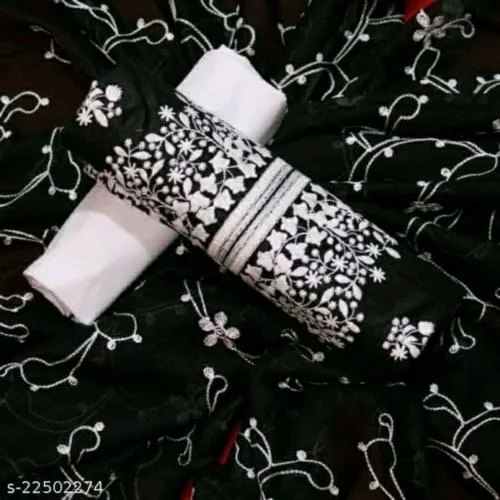 Buy GURHAL Embroidered Cotton Unstitched Dress Material Black Online at ...
