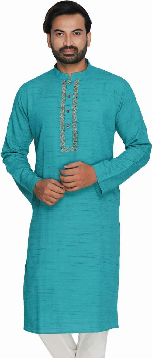 Buy Rene Men Blue Cotton Blend Solid Kurtas Online at Best Prices in ...