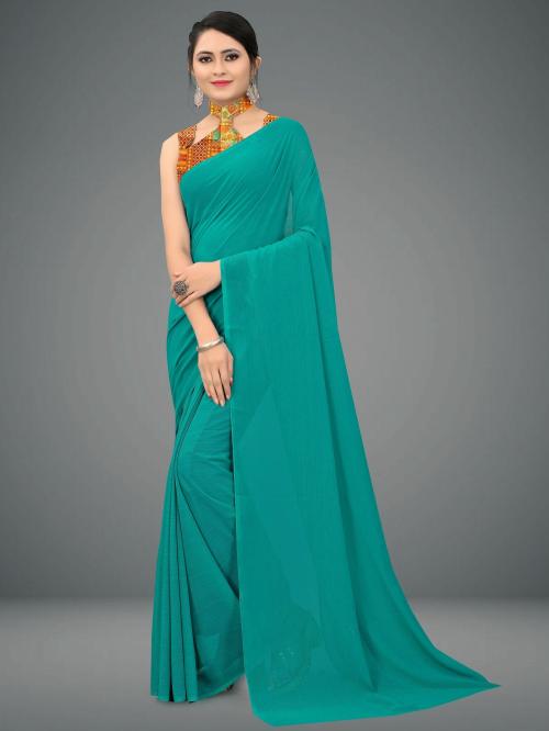 Buy Laheja Women Green Solid Chiffon Single Saree Online at Best Prices in India - JioMart.
