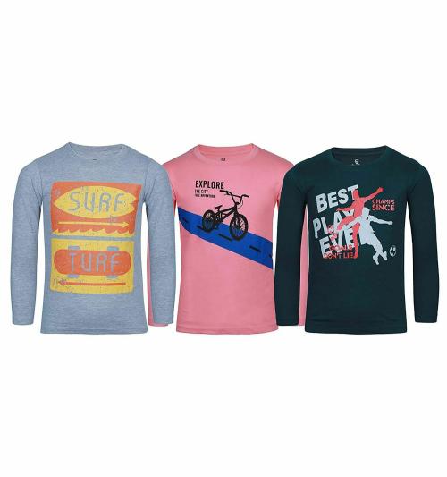 Buy PIP N PAP Boys Multicolor Cotton T-Shirt (Pack of 3) Online at Best ...