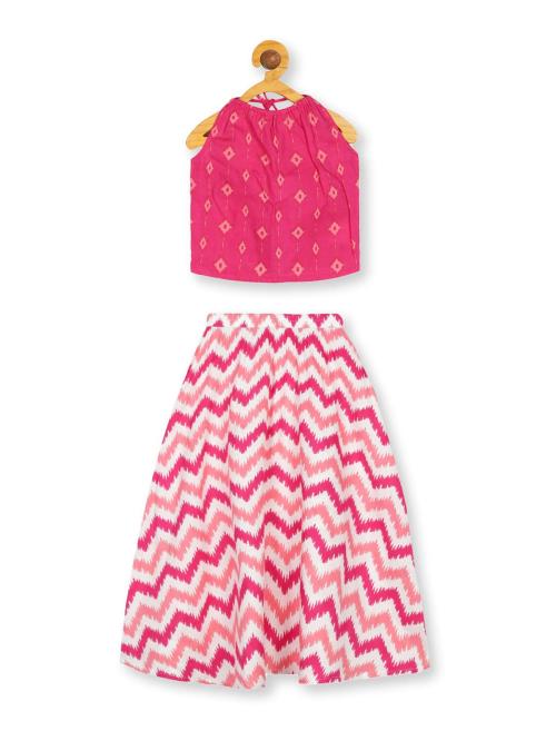 Buy Kiddopanti Girls Printed Rayon Fabric Pack Of 2 Halter Neck Choli ...