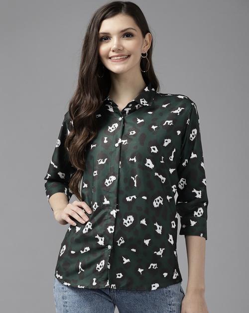 Buy Aarika Womens Dark Green Color Shirt Online at Best Prices in India ...