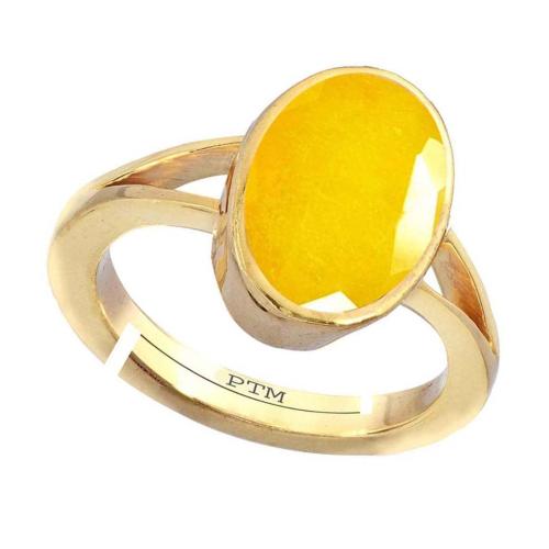 Buy PTM Gold Plated Panchdhatu 3.25 Ratti Yellow Sapphire Gemstone Ring (Men and Women ...