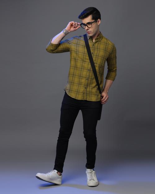 Buy FOGA CLOTHING--Mens Twill Checked Casual Shirt Online at Best ...