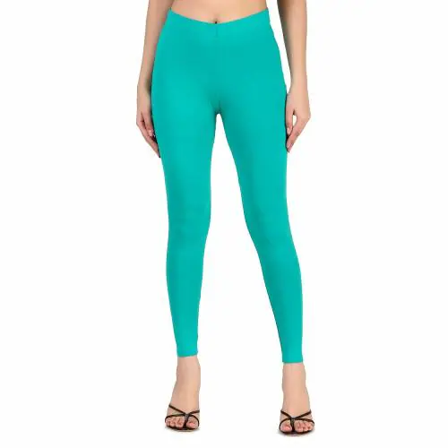 Buy Co Colors Women Mint Green Solid Cotton Ankle Length Leggings Online at Best Prices in India ...