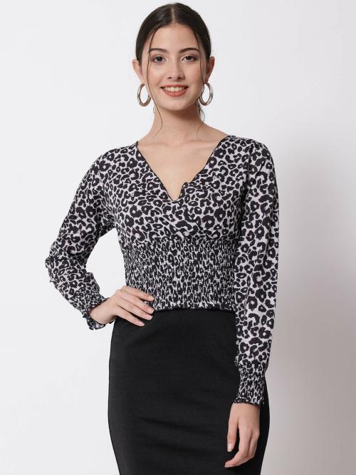 Buy Rabby Women Light Green Floral Print Polyester Top - S Online at ...