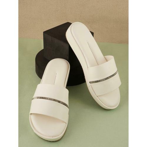 Buy WALKFREE Women Embellished Open Toe Slip-On Flats Online at Best ...