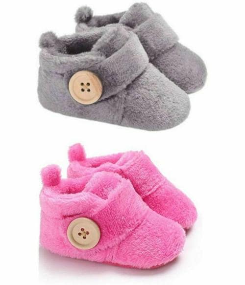 Buy BASICS21 Baby Girls And Baby Boys Pink Soft Base Booties Online at ...