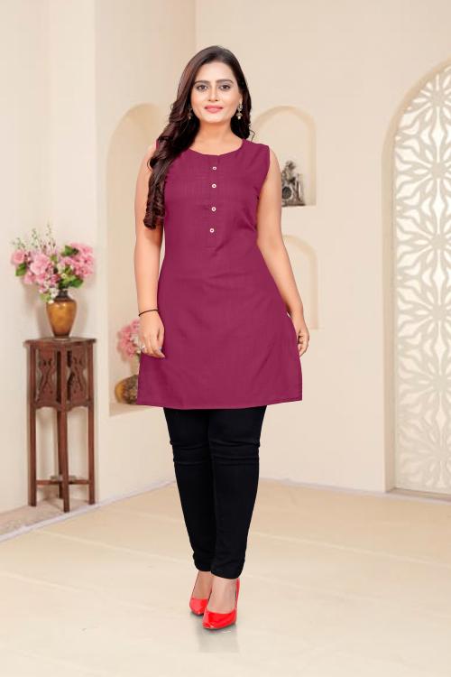 Buy Parnavi Solid Cotton Short Purple Kurti Online at Best Prices in ...