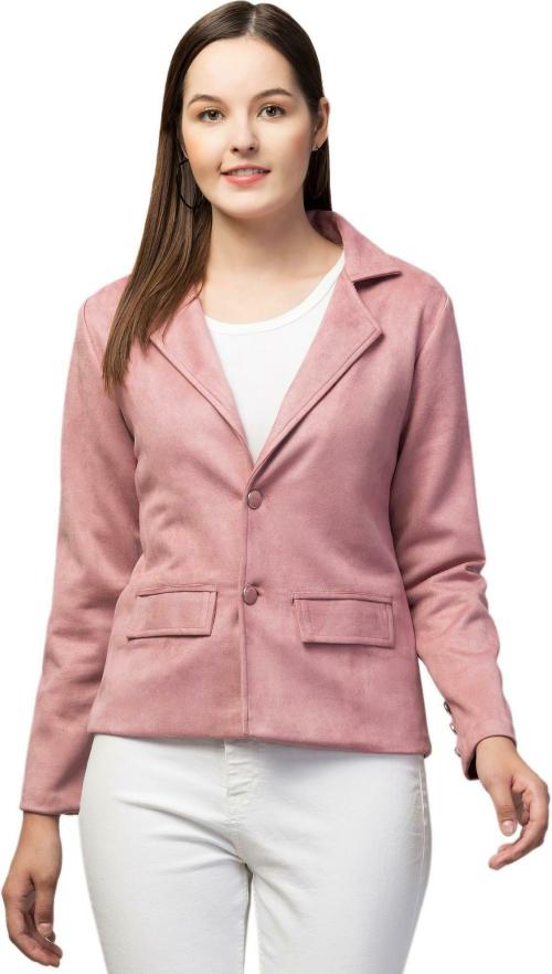 Buy EUPHORIA WARDROBE Women Pink Solid Suede Coats_L Online at Best ...
