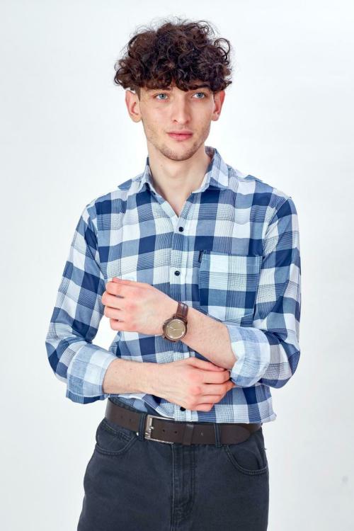 Buy somore Men Cotton Blend Blue Slim Checkered Full Sleeve Shirt (Pack ...