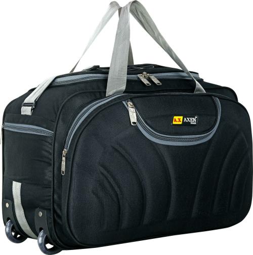 Buy Axen Black Polyester Strolley Duffel Bag With Wheels 60 L Online at ...
