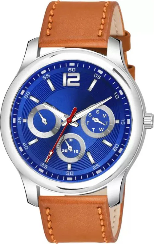 Buy CSAMON Analog Blue Dial and Tan Strap Wrist Watch for Men Online at ...