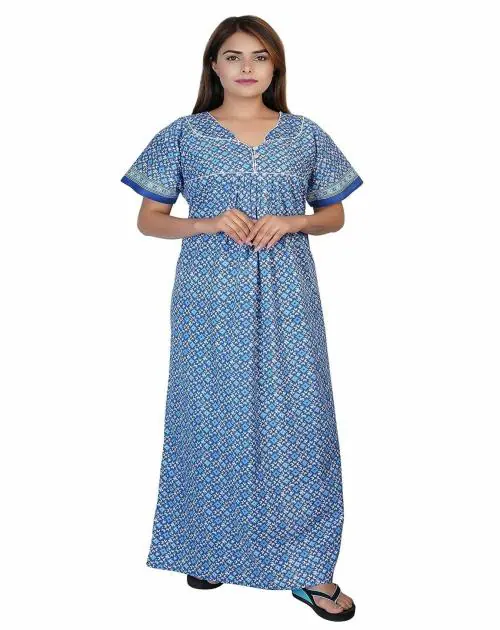 Buy DEEPSUNG(D. S) Women's Cotton Block Print Maxi Nighty -13 Online at ...