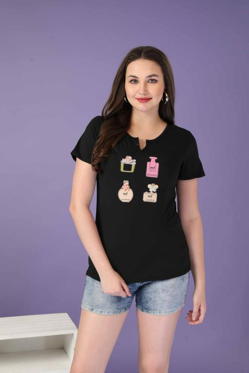 Buy Qlee Womens R32 Fashion T-Shirt XXL Black Online at Best Prices in ...