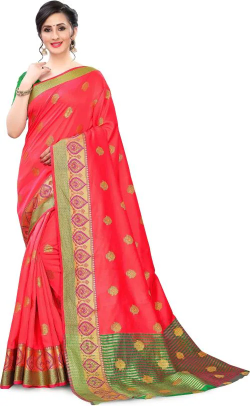 Buy Devangi Women Pink Silk Blend Woven Saree Online at Best Prices in India - JioMart.